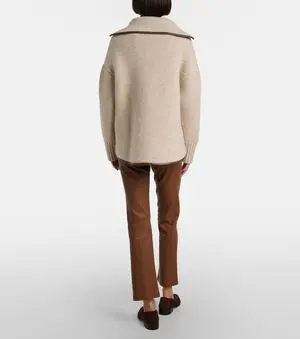 JOSEPH Cropped Leather Bootcut Pants - Brown