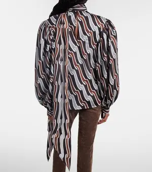 Gucci Printed Tie-neck Silk Twill Blouse