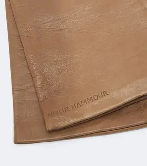 Nour Hammour Leather Gloves - Beige
