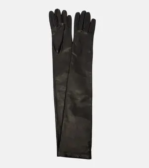 Nour Hammour Leather Gloves - Black