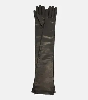 Nour Hammour Leather Gloves - Black