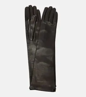 Nour Hammour Leather Gloves Brown