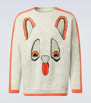 Loewe X Louis Wain Intarsia Wool-blend Sweater - White