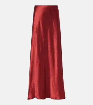 Vince Satin Maxi Skirt - Red