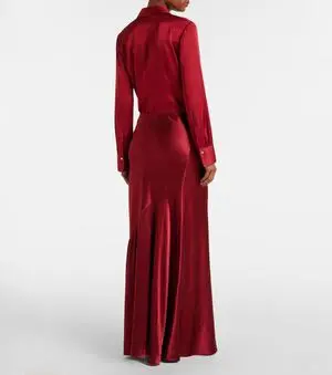 Vince Satin Maxi Skirt - Red