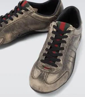 Gucci Web Stripe Leather Sneakers - Black