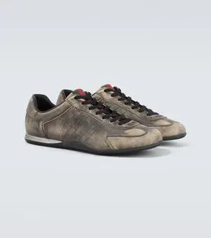 Gucci Web Stripe Leather Sneakers - Black