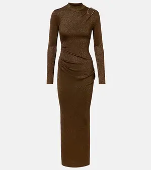 Roland Mouret Knitted Lamé Maxi Dress - Green
