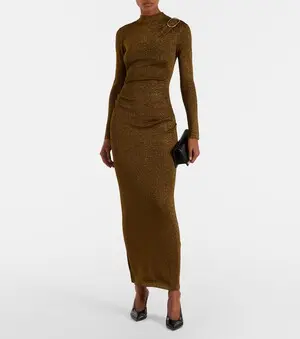 Roland Mouret Knitted Lamé Maxi Dress
