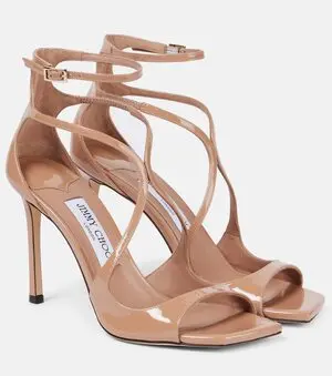 JIMMY CHOO Azia 95 Patent Leather Sandals - Pink
