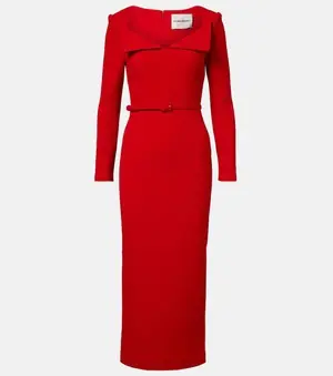 Roland Mouret Belted Wool Midi Dress