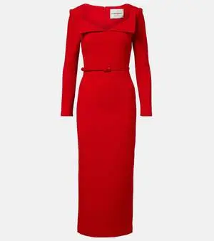 Roland Mouret Belted Wool Midi Dress - Red