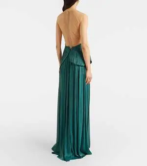 Costarellos Serenne Pleated Bustier Gown