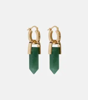 La DoubleJ Pillar Embellished Gold-plated Earrings - Green