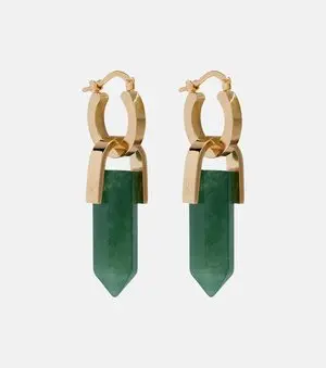 La DoubleJ Pillar Embellished Gold-plated Earrings - Green