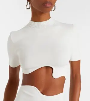 Christopher Esber Asymmetrical Mock Neck Cropped Top - White