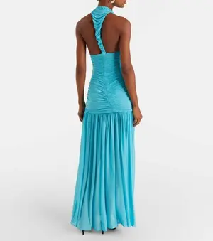 Christopher Esber Orion Ruched Jersey Maxi Dress - Blue