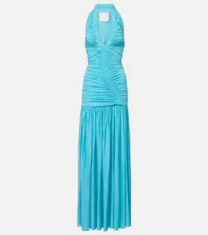 Christopher Esber Orion Ruched Jersey Maxi Dress - Blue