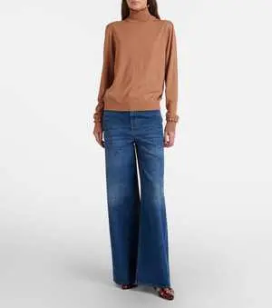 Chloé Ruffled Wool Turtleneck Sweater - Brown