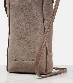Brunello Cucinelli Monili Suede Shoulder Bag - Grey