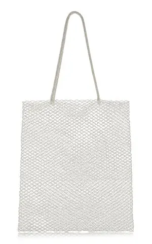 CORDERA Handmade Beaded Tote Bag - Silver