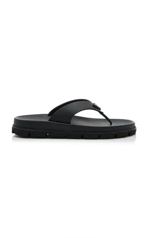 Prada Rubber Thong Sandals - Black