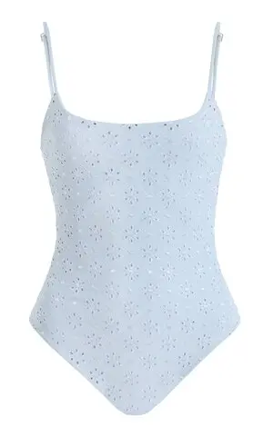 JUILLET Imey Broderie Anglaise One-piece Swimsuit - Blue