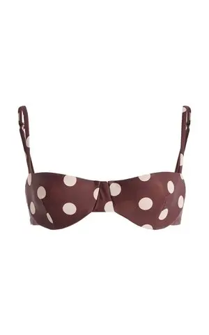 JUILLET Ingrid Polka Dot Bikini Top - Brown