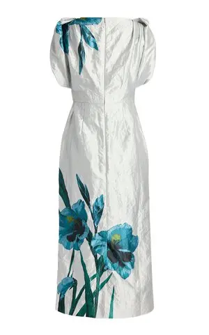 Erdem Floral Textured Satin Midi Dress