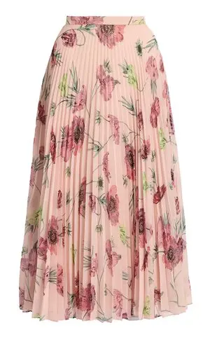 Erdem Floral Plissé Voile Midi Skirt - Multi