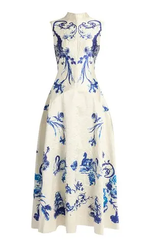 Erdem Textured Satin Midi Dress - Multi
