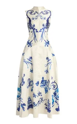 Erdem Textured Satin Midi Dress - Multi