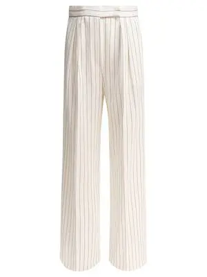 Max Mara Pinstriped Wide-Leg Trousers - White