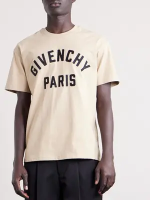 Givenchy Logo-appliquéd Cotton-jersey T-shirt - Neutrals