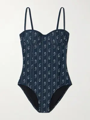 Tory Burch Printed Underwired Swimsuit - Blue