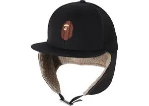 A BATHING APE Ape Head Logo Earmuffs Cap - Black