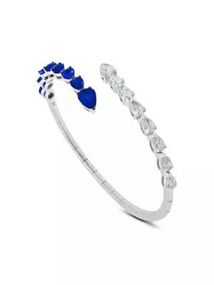 JEWELS AFICIONADO 18k White Gold Diamond And Sapphire Bangle - Silver