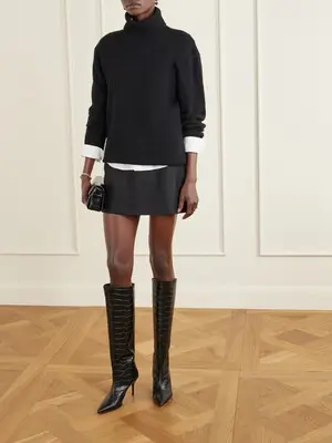 Staud Sebastian Croc-effect Leather Knee Boots