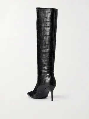 Staud Sebastian Croc-effect Leather Knee Boots