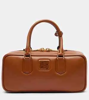 Miu Miu Arcadie Large Leather Top-handle Bag - Brown