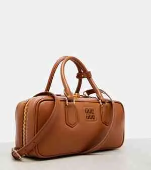 Miu Miu Arcadie Large Leather Top-handle Bag - Brown