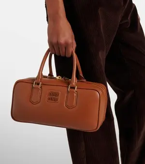 Miu Miu Arcadie Large Leather Top-handle Bag - Brown