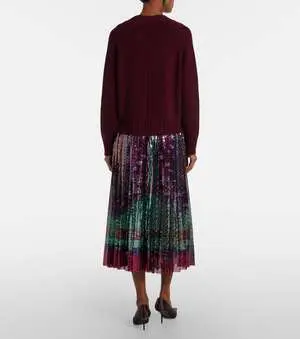La DoubleJ Accordion Pleated Sequined Midi Skirt