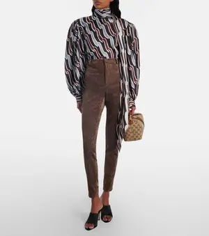 Gucci Printed Tie-neck Blouse