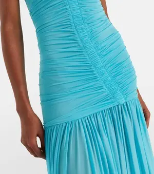 Christopher Esber Orion Ruched Jersey Maxi Dress - Blue