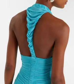 Christopher Esber Orion Ruched Jersey Maxi Dress - Blue