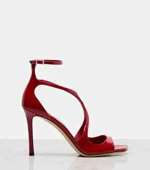 JIMMY CHOO Azia 95 Patent Leather Sandals - Red
