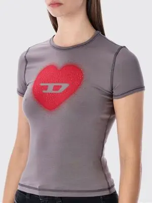 DIESEL® Embellished Heart Graphic T-shirt - Grey