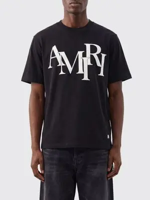 Amiri Crewneck Cotton T-shirt With Chest Logo Print - Black