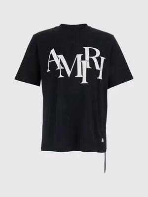 Amiri Crewneck Cotton T-shirt With Chest Logo Print - Black